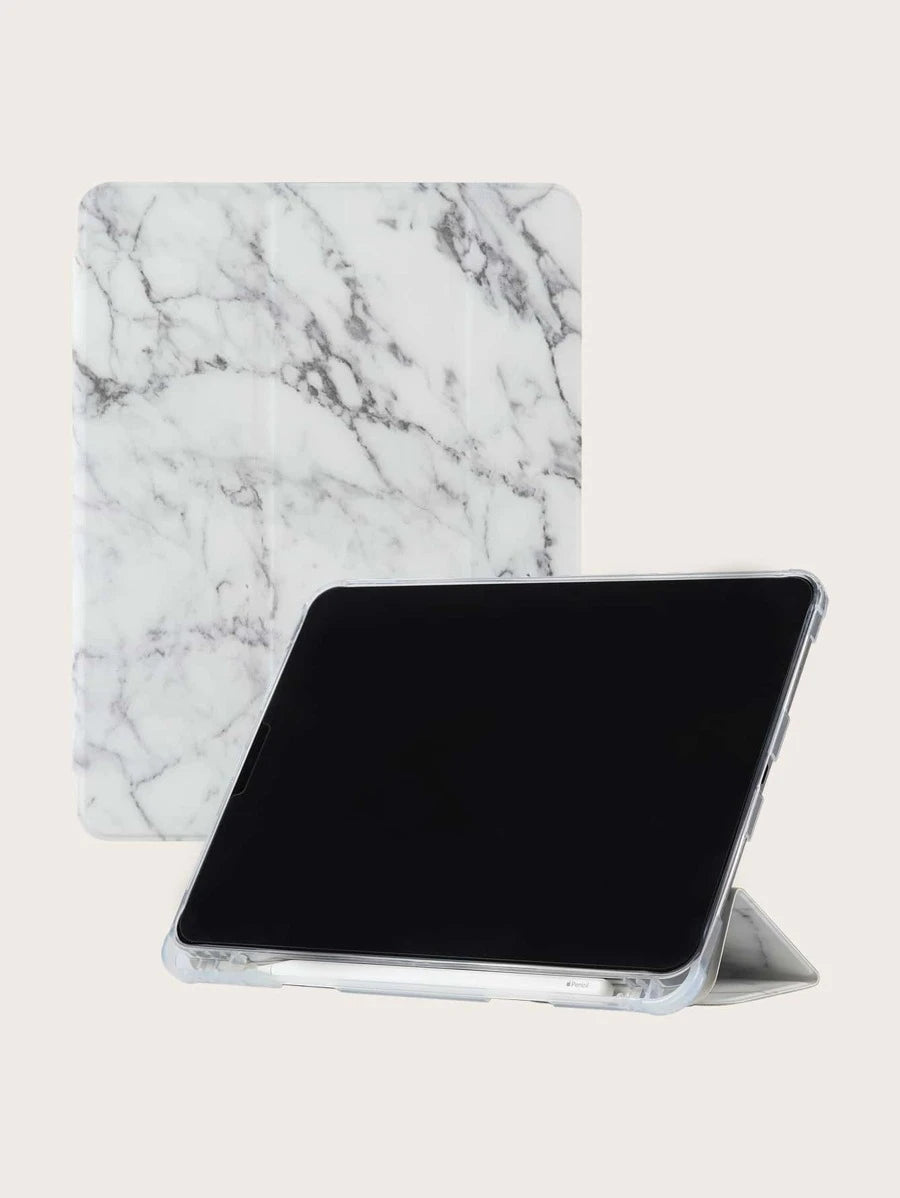 Marble Print iPad Case with Pencil Holder – Just In Case TT